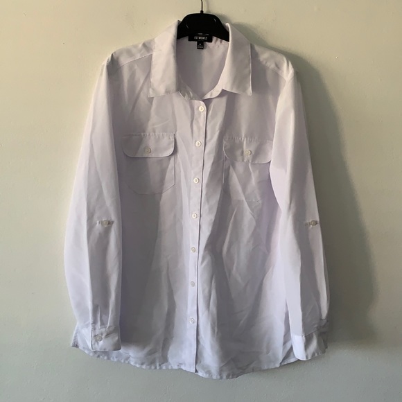 Elementz | Tops | Elementz White Button Down Long Sleeve | Poshmark